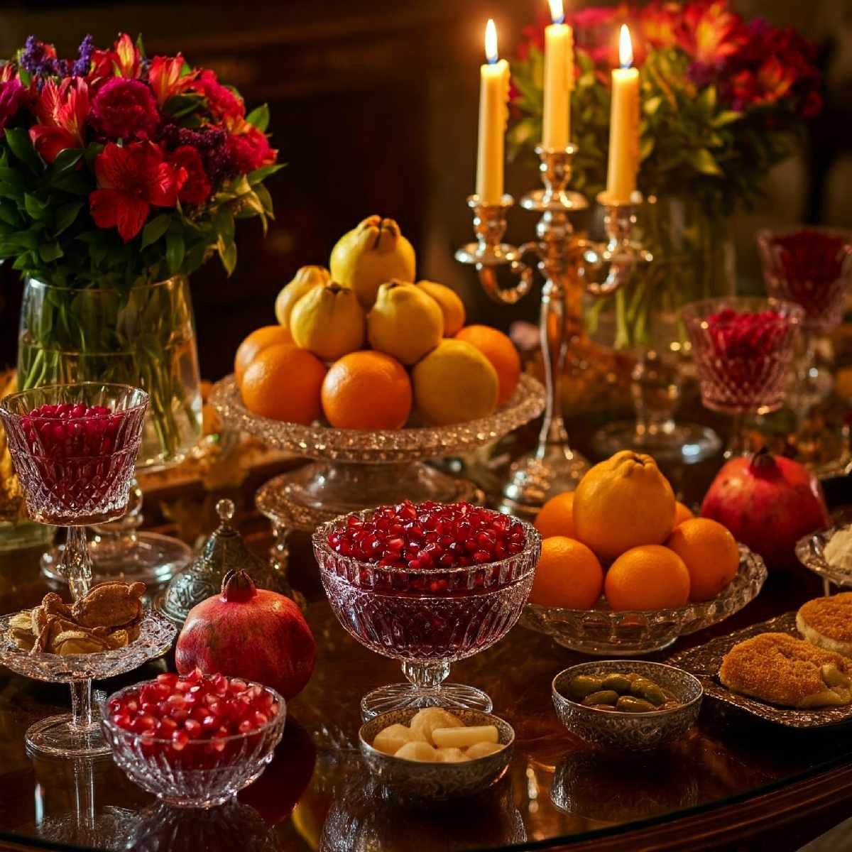 تزیین سفره شب یلدا 1403 تاریخچه و آداب و رسوم + 40 عکس