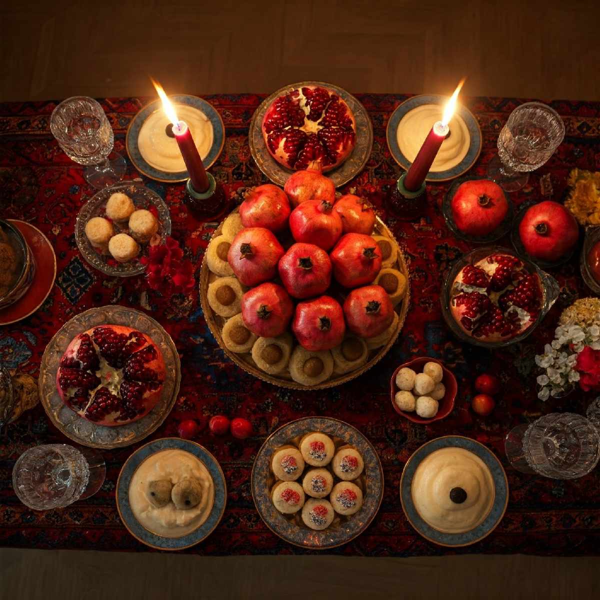 تزیین سفره شب یلدا 1403 تاریخچه و آداب و رسوم + 40 عکس